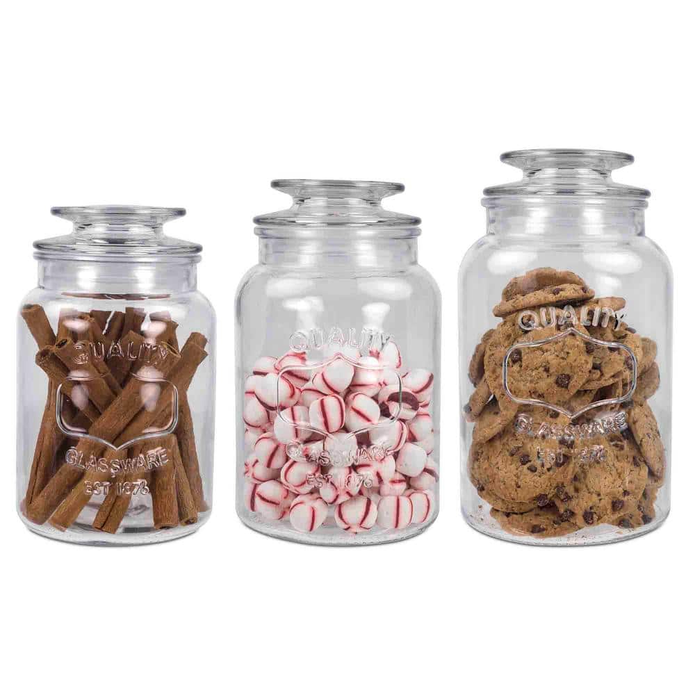 Home Basics 3-Piece Glass Canister Set HDC64096 - The Home Depot