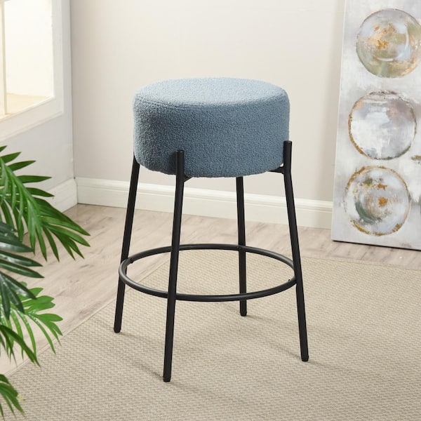 StyleCraft Soloist 26 in. Black Backless Metal Bar Stool with Fabric ...