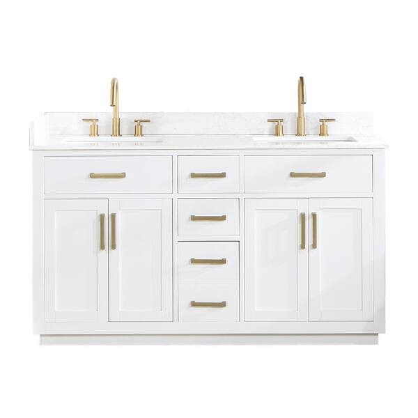 Altair Gavino 60 in. W x 22 in. D x 34 in. H Bath Vanity in White with ...