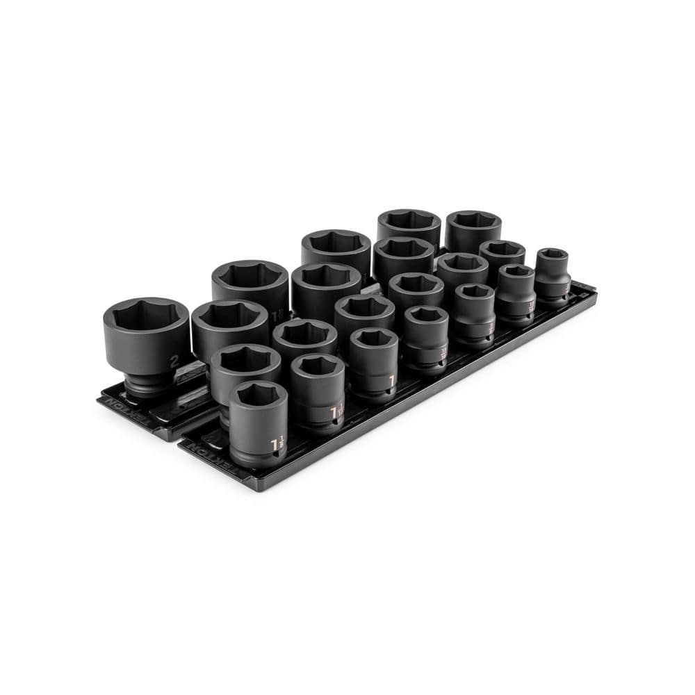 TEKTON 3/4 in. Drive 6-Point Impact Socket Set with Rails and Trays, 21 ...