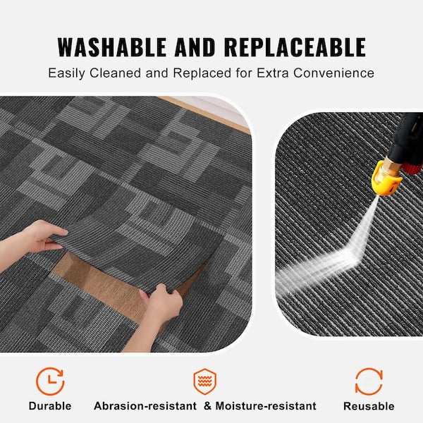 SKYSHALO Carpet Tiles Reusable Gray 24 in. x 24 in. Peel and Stick ...