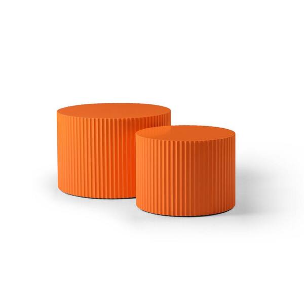 Sudzendf Orange MDF Round Outdoor Side Table 2-Piece 2024-7-30-13 - The ...