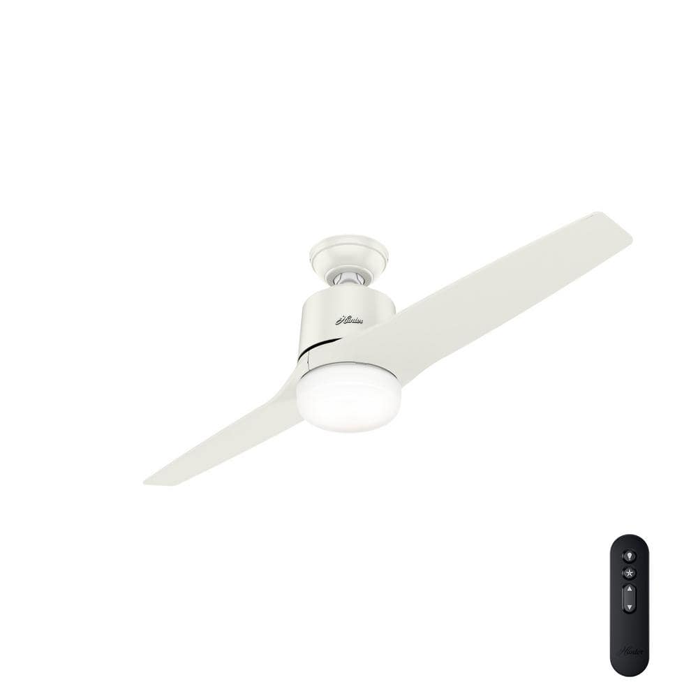 Hunter Leiva 54 in. LED Indoor Fresh White Ceiling Fan with Integrated ...