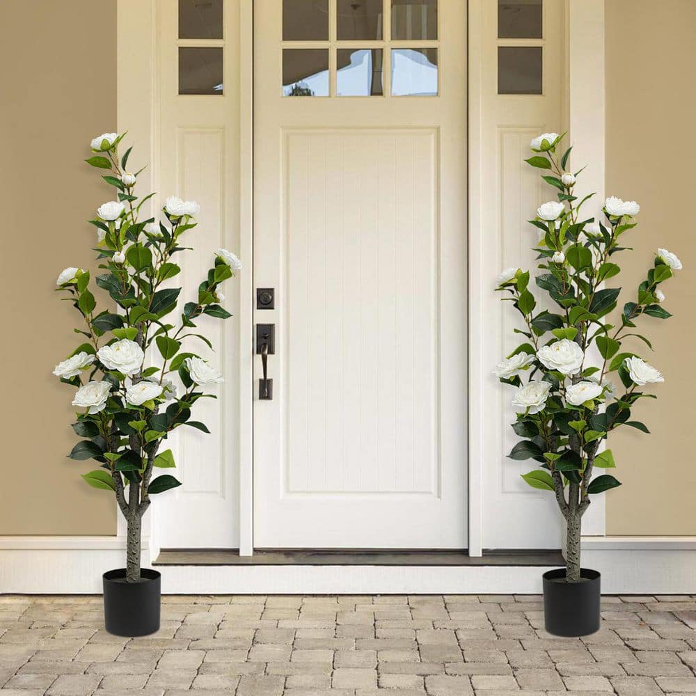 YIYIBYUS 3 ft. Artificial Camellia Tree in Pot Office Living Room Home ...