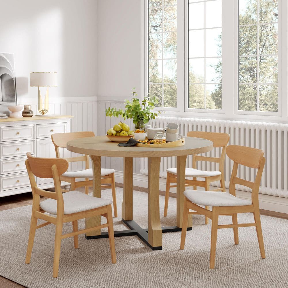 CHRISTOPHER KNIGHT HOME Edwin 5-Piece Beige plus Natural Wood Top ...