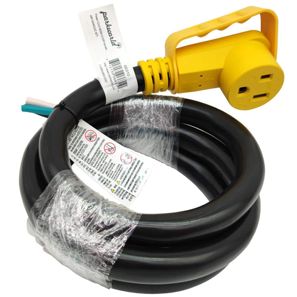 parkworld 6 ft. 6/3 50 Amp, Black 250-Volt NEMA 6-50R Female Receptacle ...