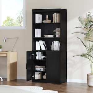 Lirago 67 in. Tall Black Wood 5-Shelf Bookcase with Adjustable Shelves ...