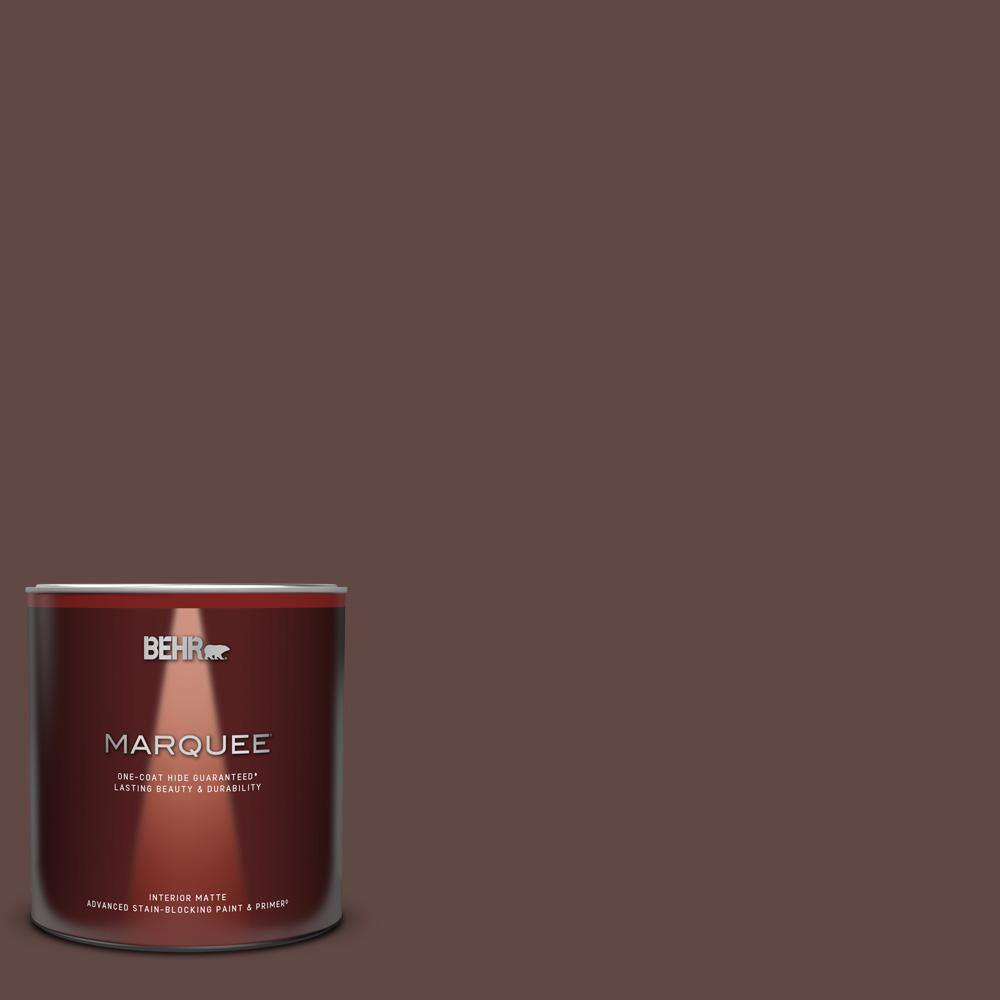 BEHR MARQUEE 1 qt. #710B-7 Rich Mahogany Matte Interior Paint & Primer ...