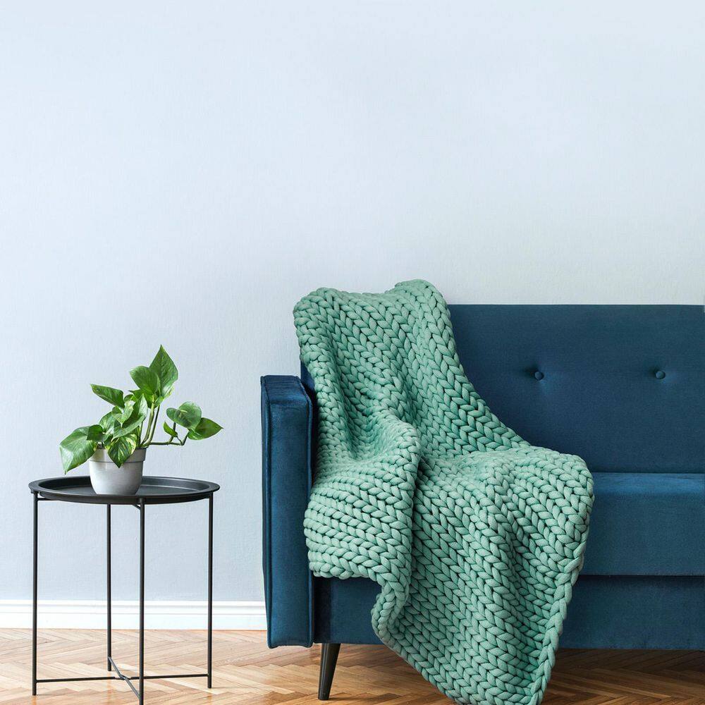DONNA SHARP Chunky Knitted Aqua Acrylic Throw Blanket 70002 - The Home ...