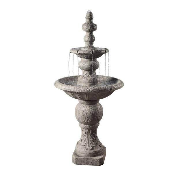 Teamson Home 52 in. Tall Outdoor 2-Tier Waterfall Fountain in Gray Icy ...