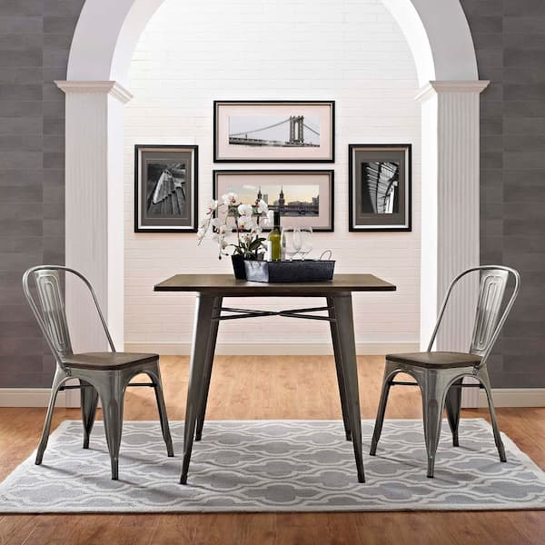 MODWAY Promenade Industrial Modern Steel Bamboo 2-Kitchen and Dining ...