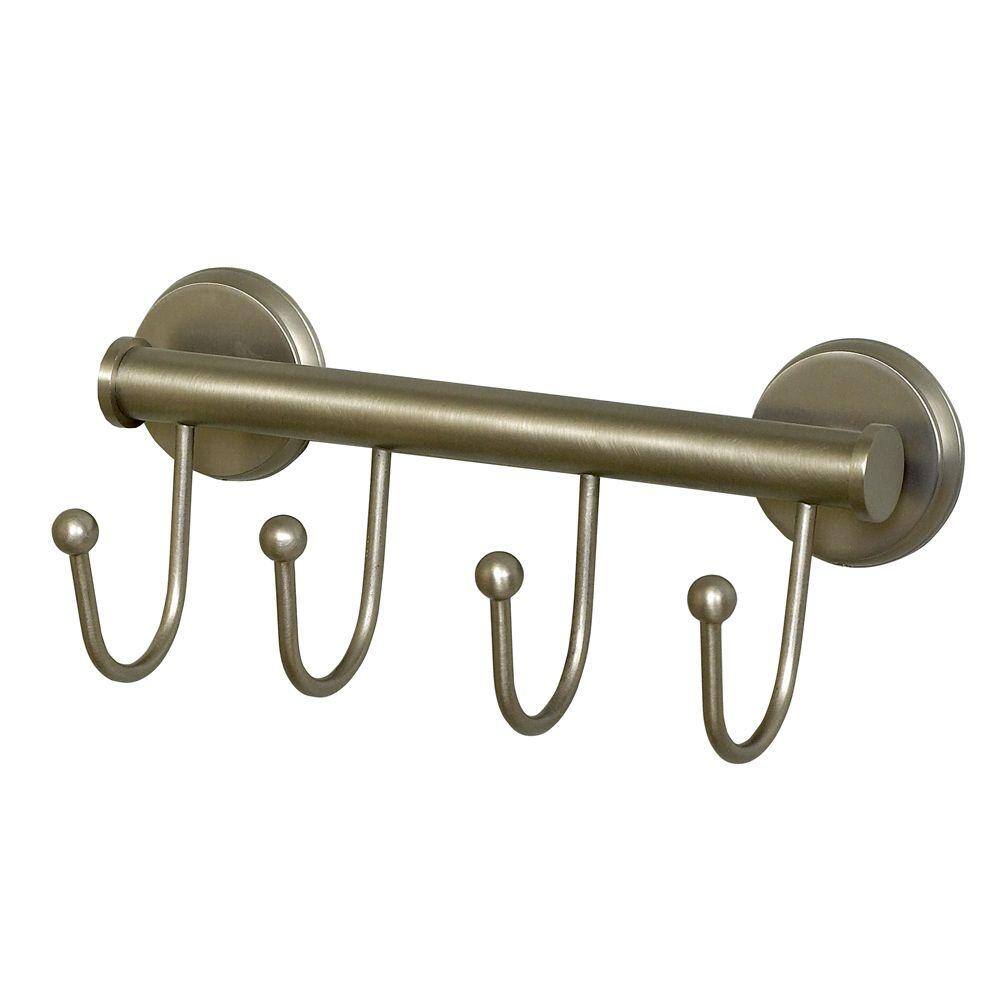 Zenna Home Wilmont Screw Mounted Quad Robe Hook in Brushed Nickel ...