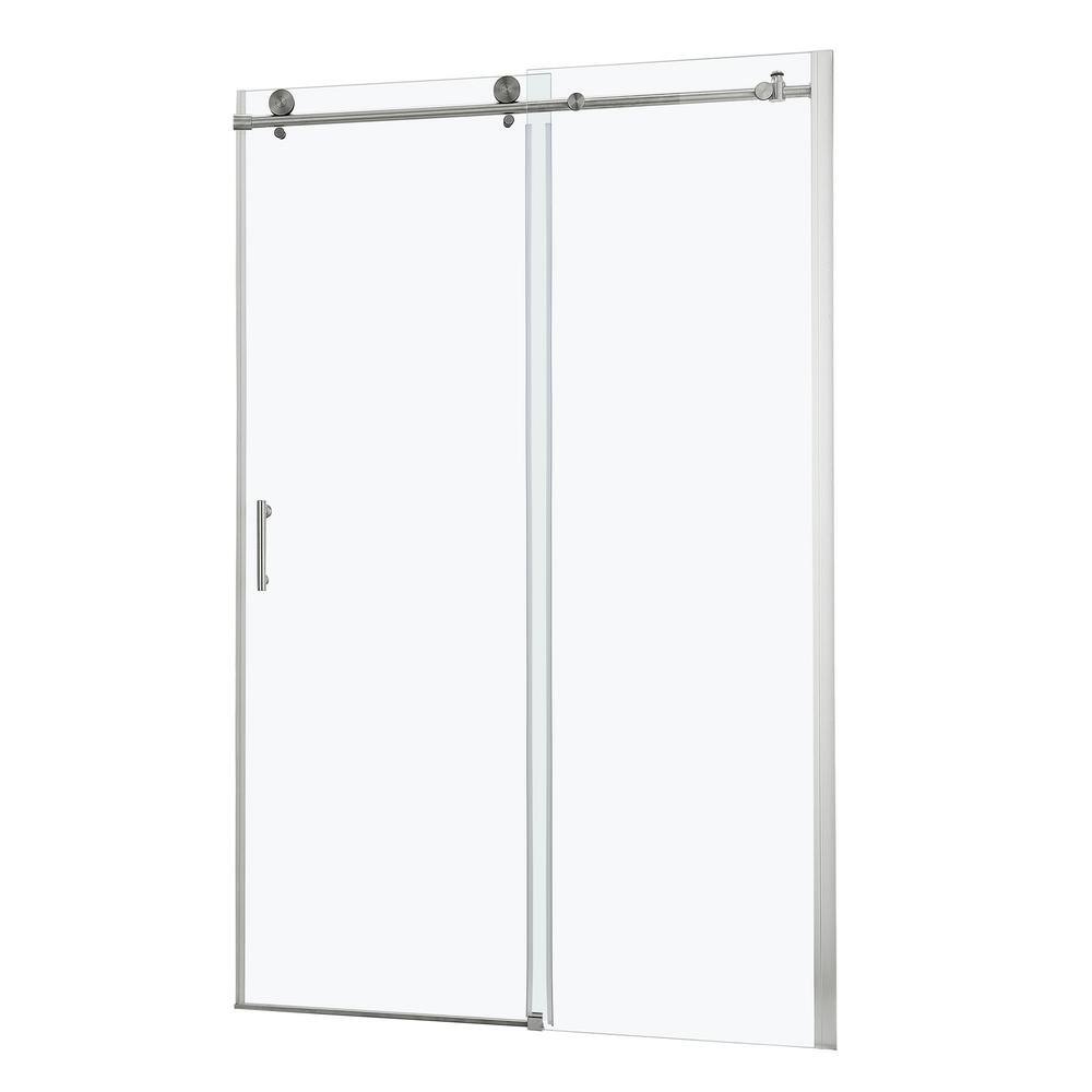 Have a question about Sarlai 48 in. W x 76 in. H Sliding Frameless Shower Door in Brushed Nickel ...