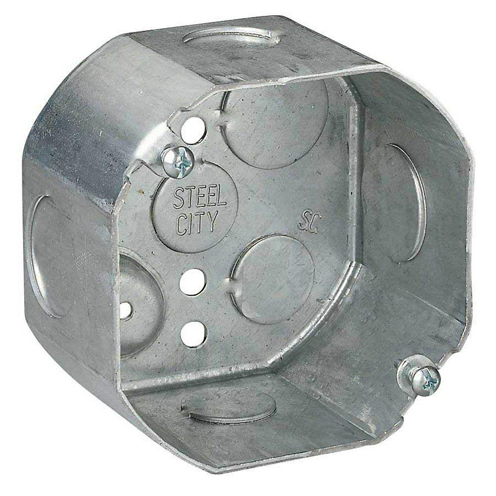 Steel City 4 In X 2 1 8 In Deep Octagon Box With 1 2 In And 3 4 In Steel City 4 In X 2 1 8 In Deep Octagon Box With 1 2 In And 3 4 In