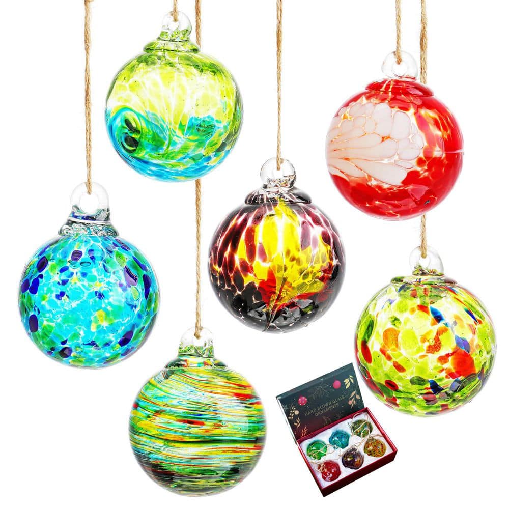 OGETFUUR Hand-Blown Glass Hanging Friendship Balls, Glass Gazing Ball ...