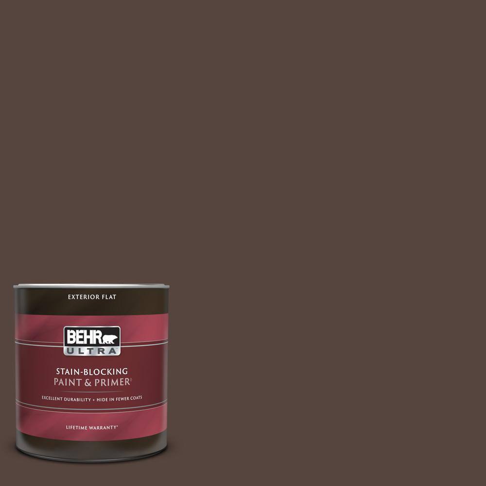BEHR ULTRA 1 qt. #PPF-51 Dark Walnut Flat Exterior Paint & Primer ...