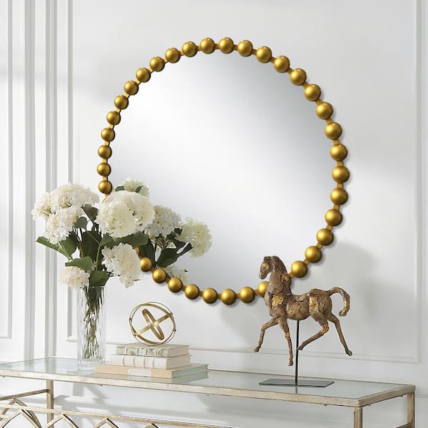 LuxHomez 27 in. W x 27 in. H Gold Round Metal Frame Classic Decorative ...