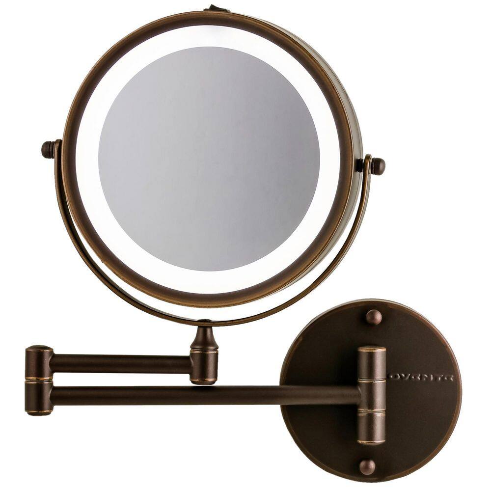 OVENTE Small Round Antique Bronze Lighted Tilting Casual Mirror (11.6 ...