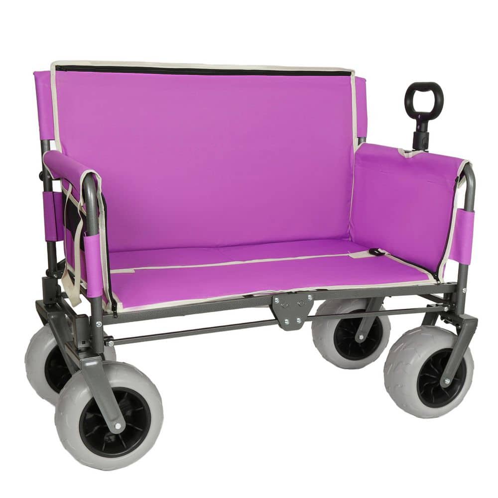 Noble House Edna 6 cu. ft. Steel Foldable Wagon Garden Cart with Bench ...