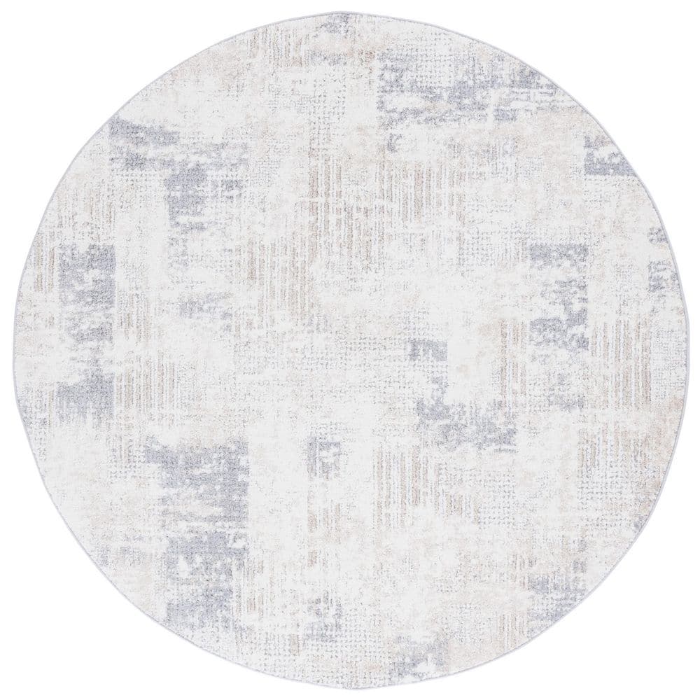 SAFAVIEH Opal 7 ft. x 7 ft. Ivory/Gray Geometric Marble Round Area Rug ...