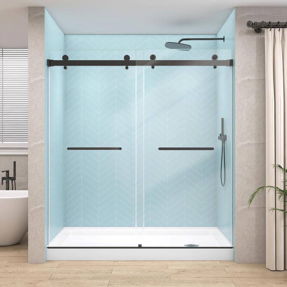 Getpro 72 in. W x 76 in. H Sliding Frameless Double Bypass Alcove Glass ...