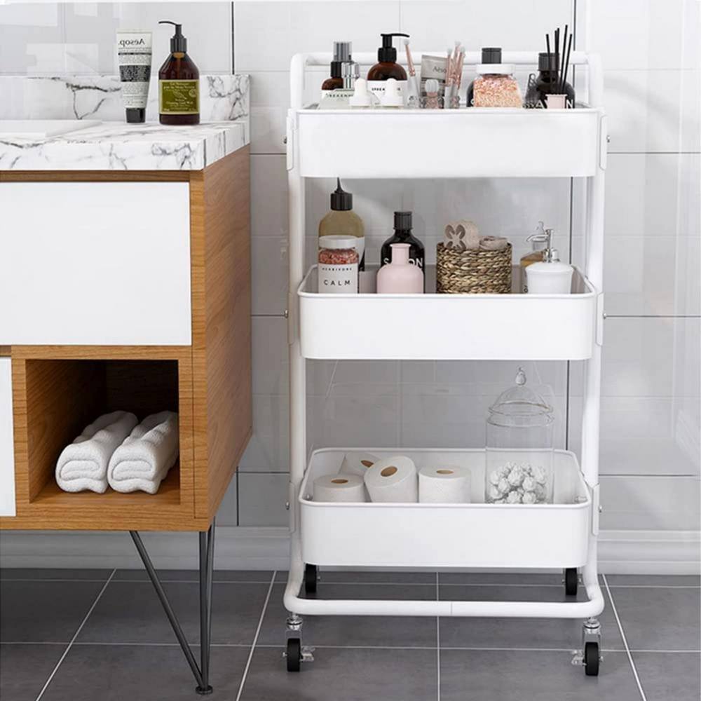 OLUMAT White Kitchen Cart with Spacious Storage Capacity FO-KCART-001 ...