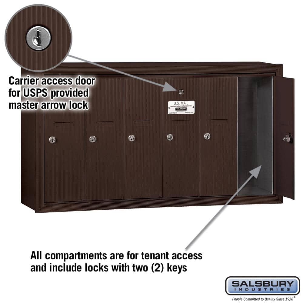 Salsbury Industries Bronze Surface-Mounted USPS Access Vertical Mailbox ...