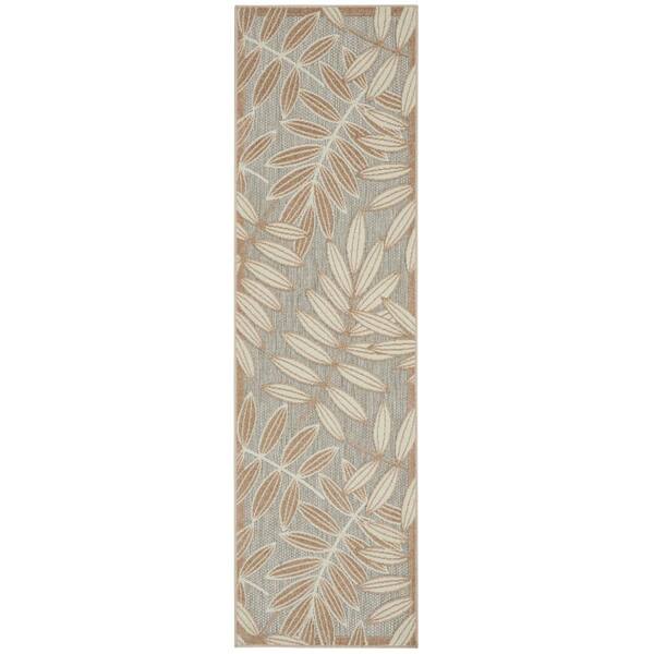 Nourison Aloha Natural 2 ft. x 8 ft. Kitchen Runner Floral Modern ...