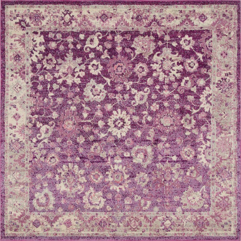 Unique Loom Penrose Krystle Purple 8 ft. x 8 ft. Square Rug 3143509 ...