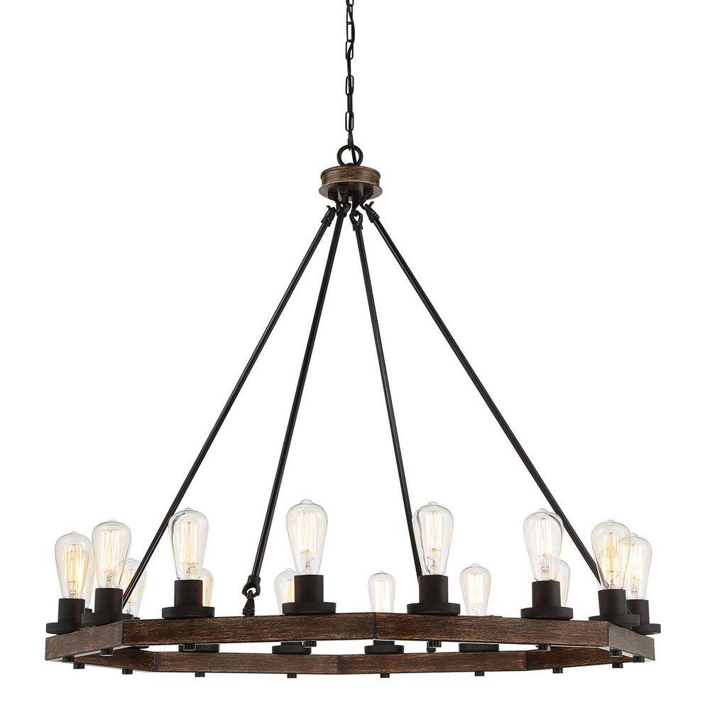 YOUKAIN Light Pro 16-Light Black And Walnut Finish Modern Industrial ...