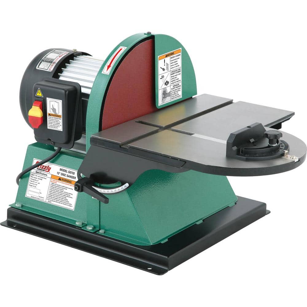 Grizzly Industrial 9.5 Amp Corded 12 in., 1 HP, Disc Sander with Brake ...