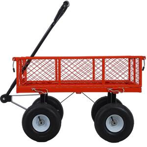 BRIDGELAND 1.8 cu. ft. Steel Big Foot All Terrain Red Garden Cart with ...