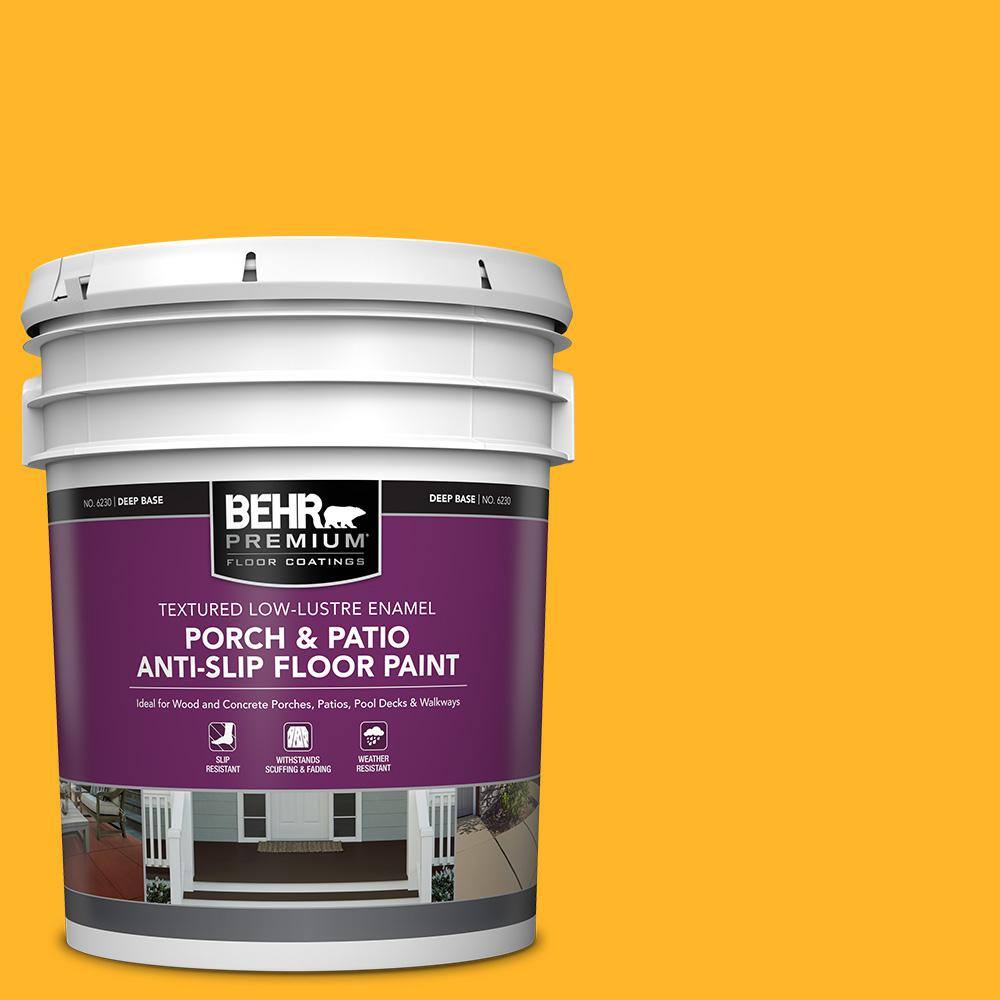 BEHR PREMIUM 5 gal. #P260-7 Extreme Yellow Textured Low-Lustre Enamel ...