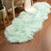 Super Area Rugs Serene Silky Faux Fur Fluffy Shag Rug Mint Green 2' x 6 ...
