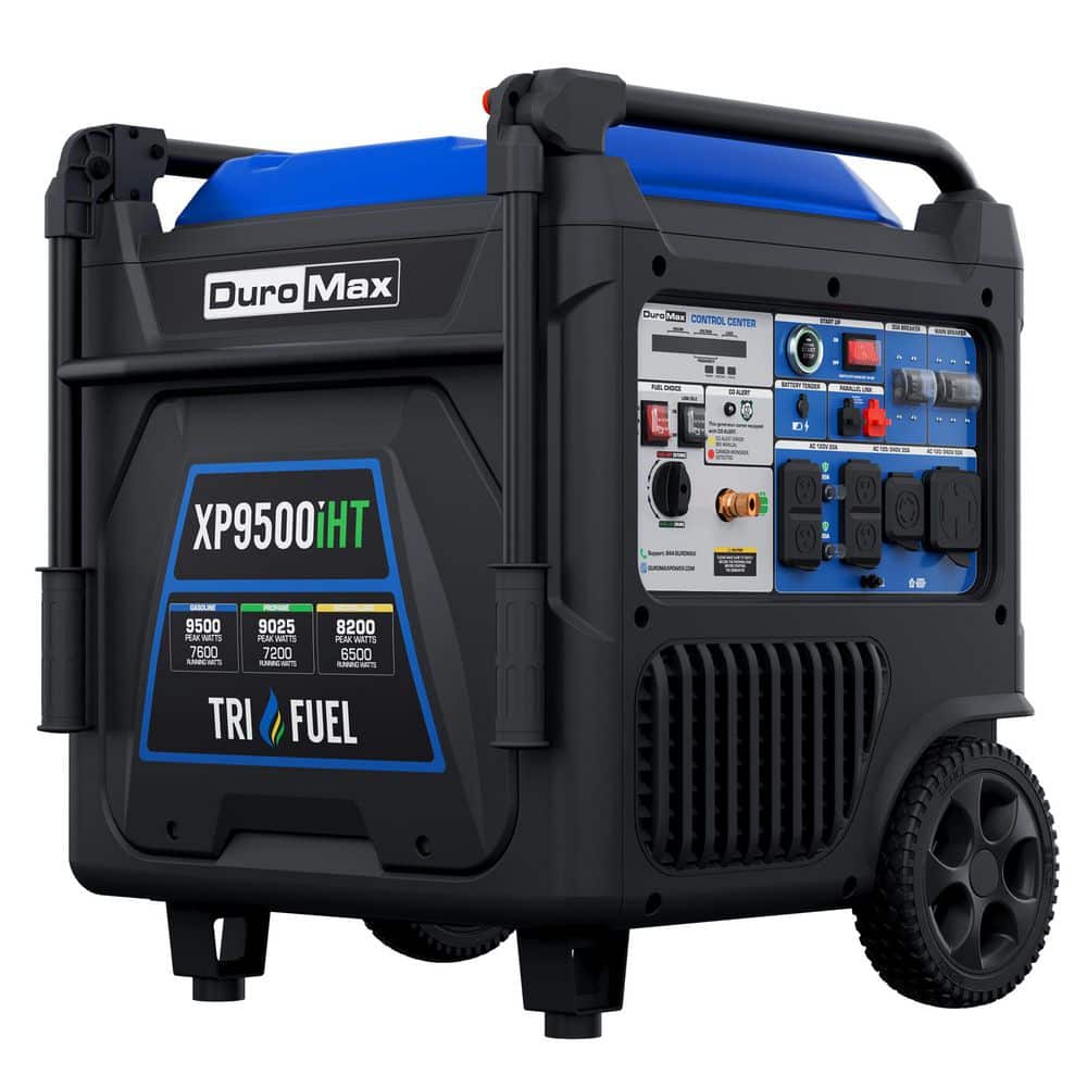 DUROMAX 9,500 Watt Remote Start Quite Low THD Portable Tri-Fuel ...