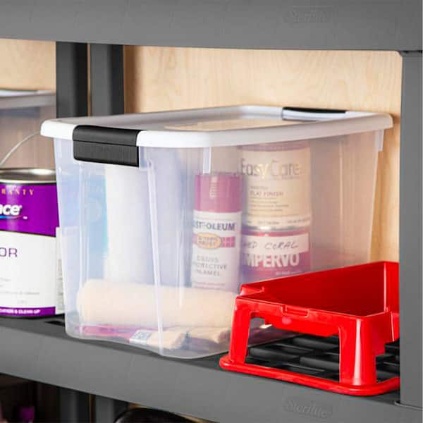 Sterilite 30 Qt. Ultra Latch Storage Box with White Lid and Clear Base ...