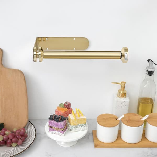 Wudkey Wall-Mount Gold Stainless Steel Paper Towel Holder Under Cabinet ...