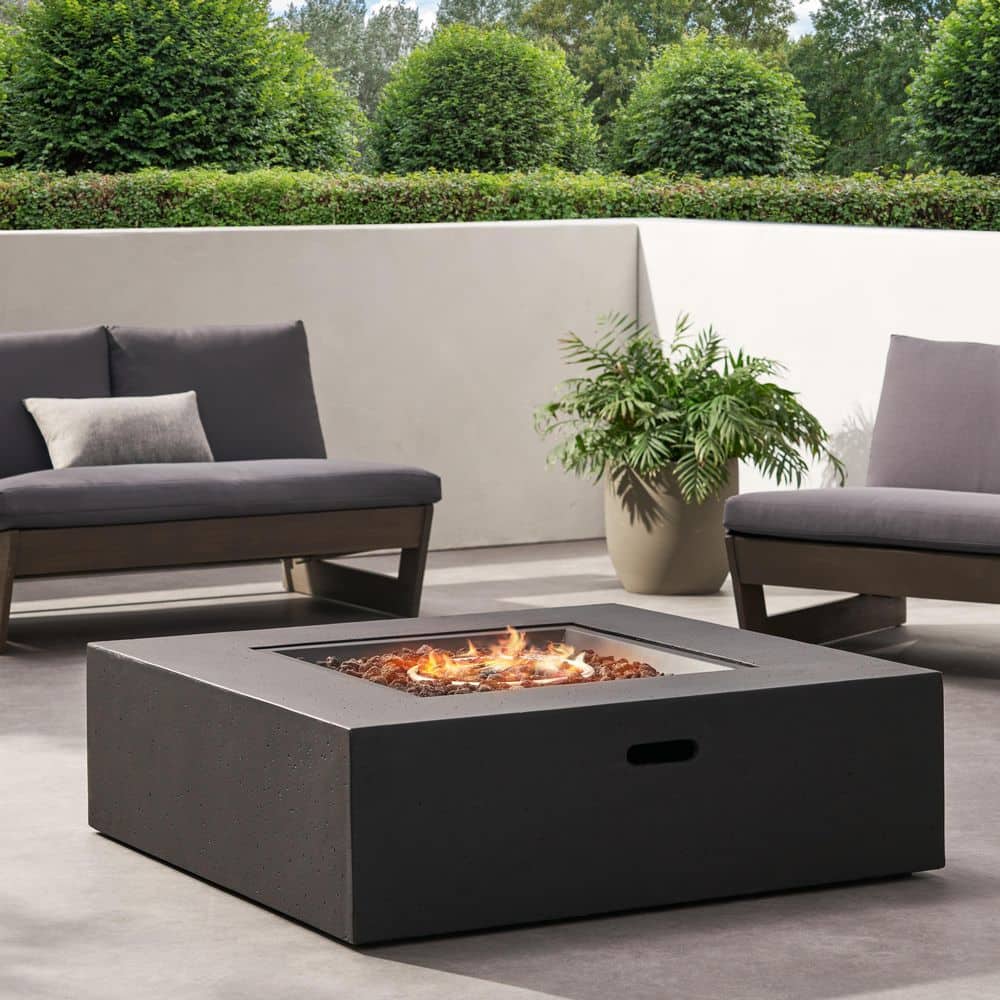 40 in. Outdoor Concrete Square Propane Fire Table Tank, 50,000 BTU ...