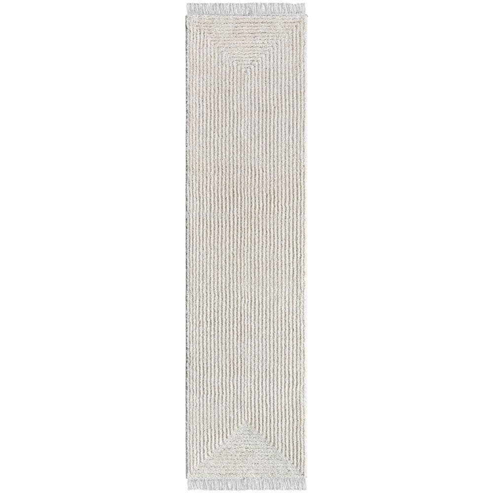 Well Woven Marina Monroe Modern Solid Shag, Ivory 2 ft. 7 in. x 9 ft ...