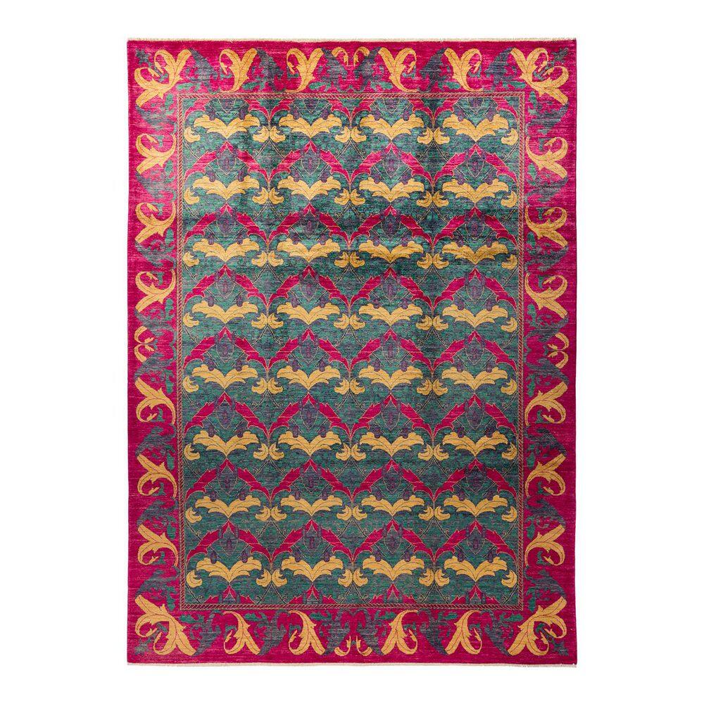 Chloe & Olivia Home Arts and Crafts 9 ft. x 12 ft. Purple Floral Wool ...