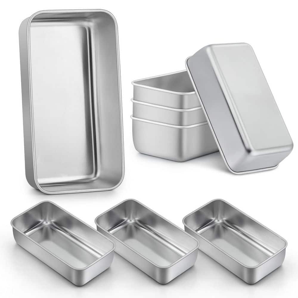 Numhew 8-Piece 9 in. x 5 in. Silver Heavy Duty Food-Grade Stainless ...