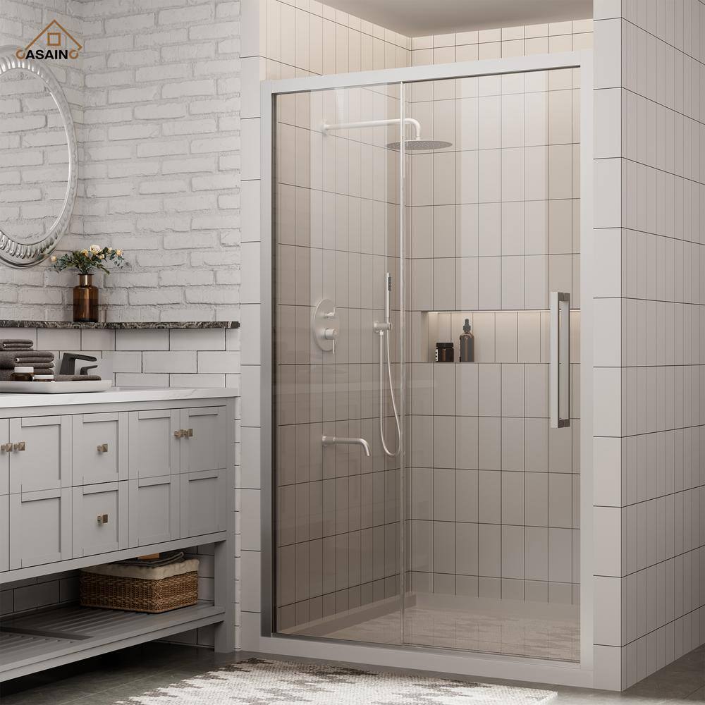 CASAINC 48 in. W x 76 in. H Sliding Framed Soft-closing Shower Door in ...