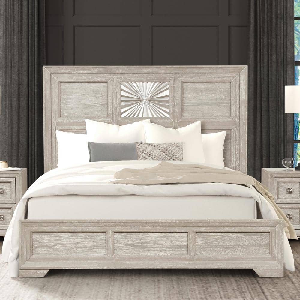 Furniture of America Artello Gray Wood Frame Queen Panel Bed with ...