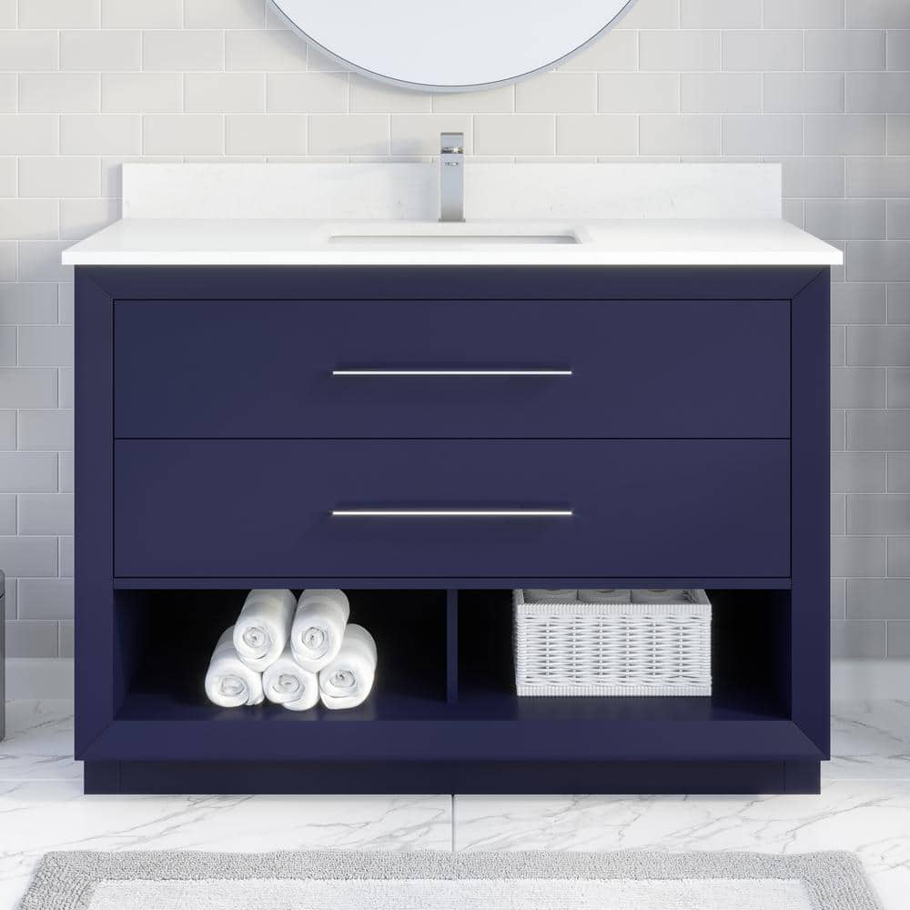 ART BATHE Rio II 48 in. W x 22 in. D Bath Vanity in Blue ENGRD Stone ...