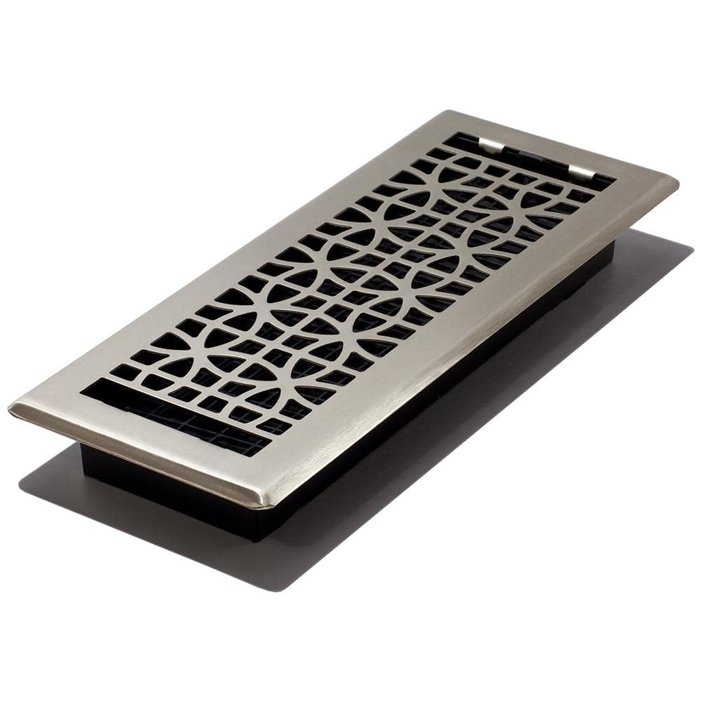Decor Grates Eclipse 12 in. x 4 in. Floor Register in Brushed Nickel ...