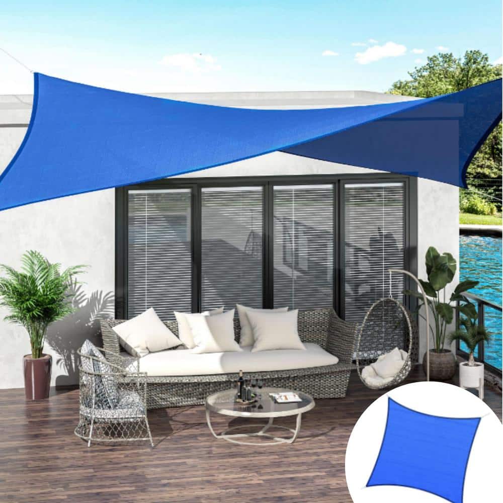 ToolCat 24 ft. x 24 ft. Blue Square Sun Shade Sail, UV Block for Patio ...