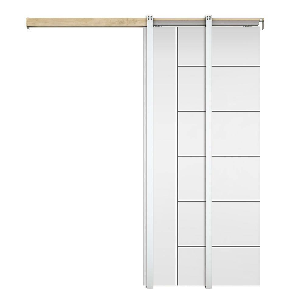 CALHOME 36 in. x 80 in. White Primed Composite MDF Paneled Interior ...