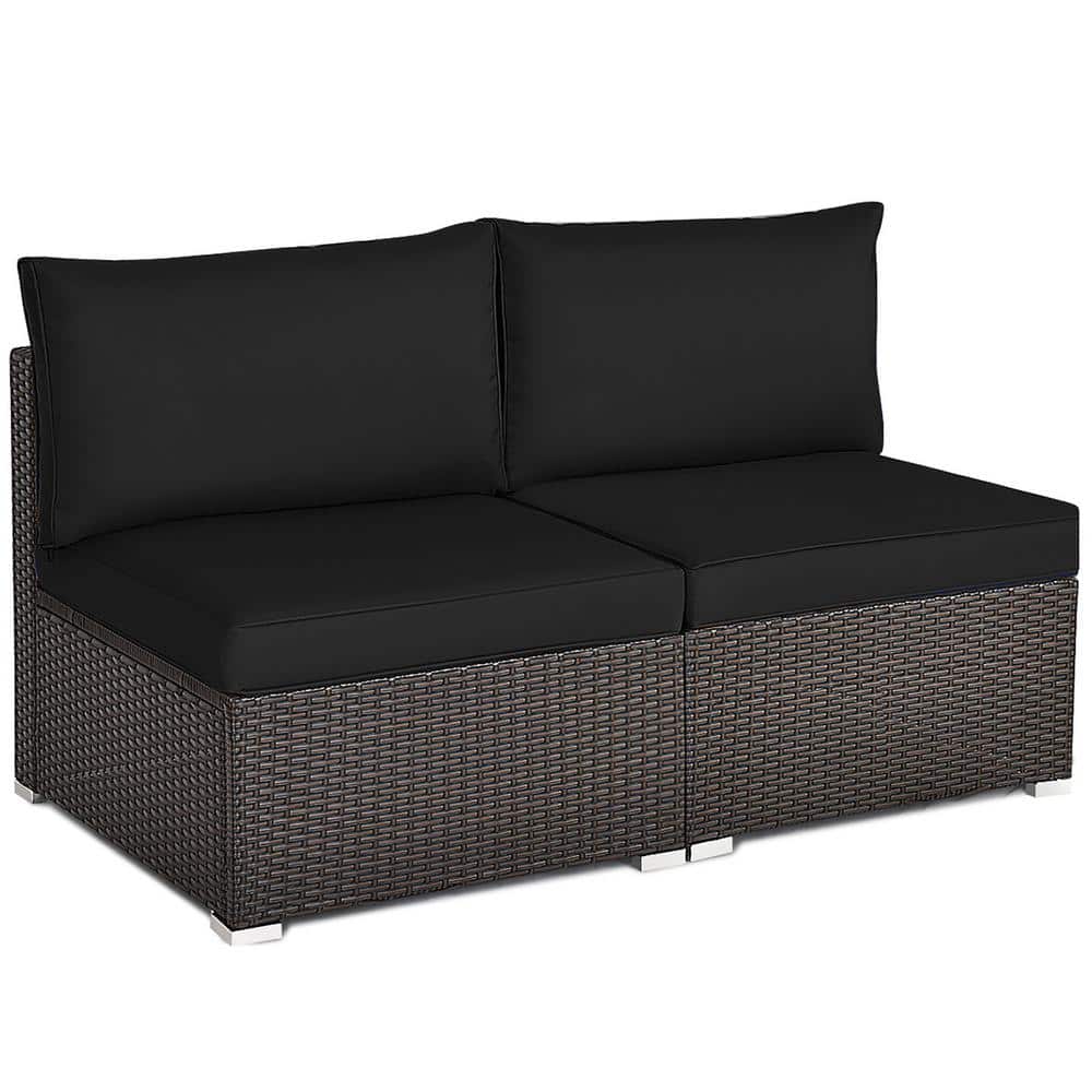 Costway 2-Piece Patio Rattan Armless Sofa Sectional Furniture ...