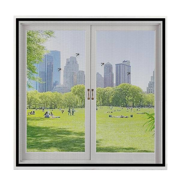 Wellco 59 in. x 48 in. Grey Window Screen Mesh, Instant Window Screen ...