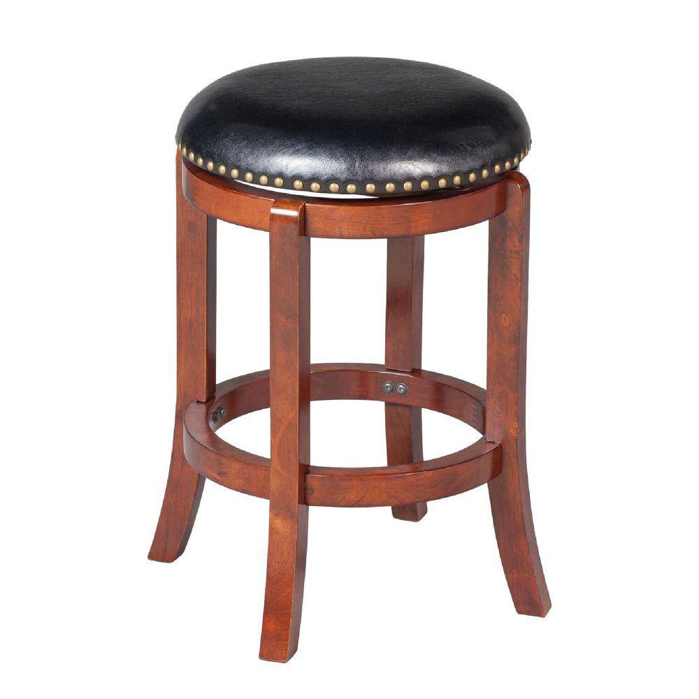 Benjara 19 in. Brown and Black Low Back Wood Frame Counter Stool with ...